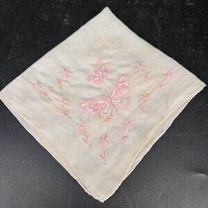 Unknown | Accessories | Vintage Embroidered Butterfly Handkerchief ...